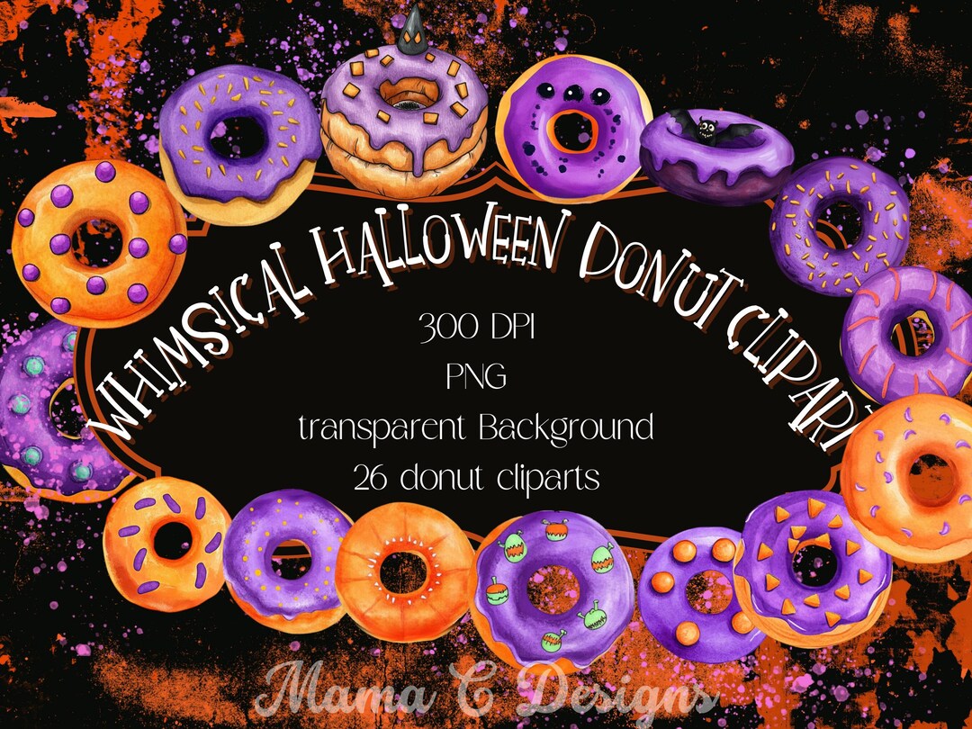 Whimsical Halloween Donut Clipart Set - Etsy