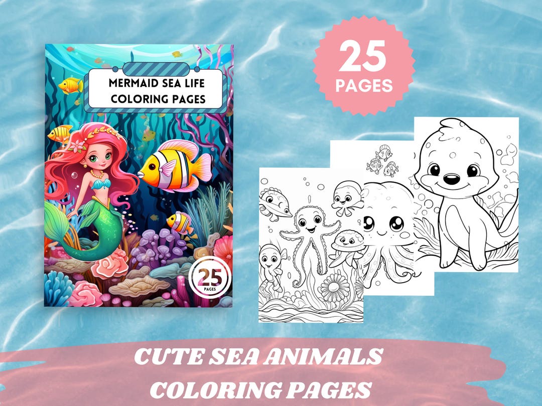 Mermaid Sea Life Coloring Book Pages for Girls - Kids Coloring Pages ...