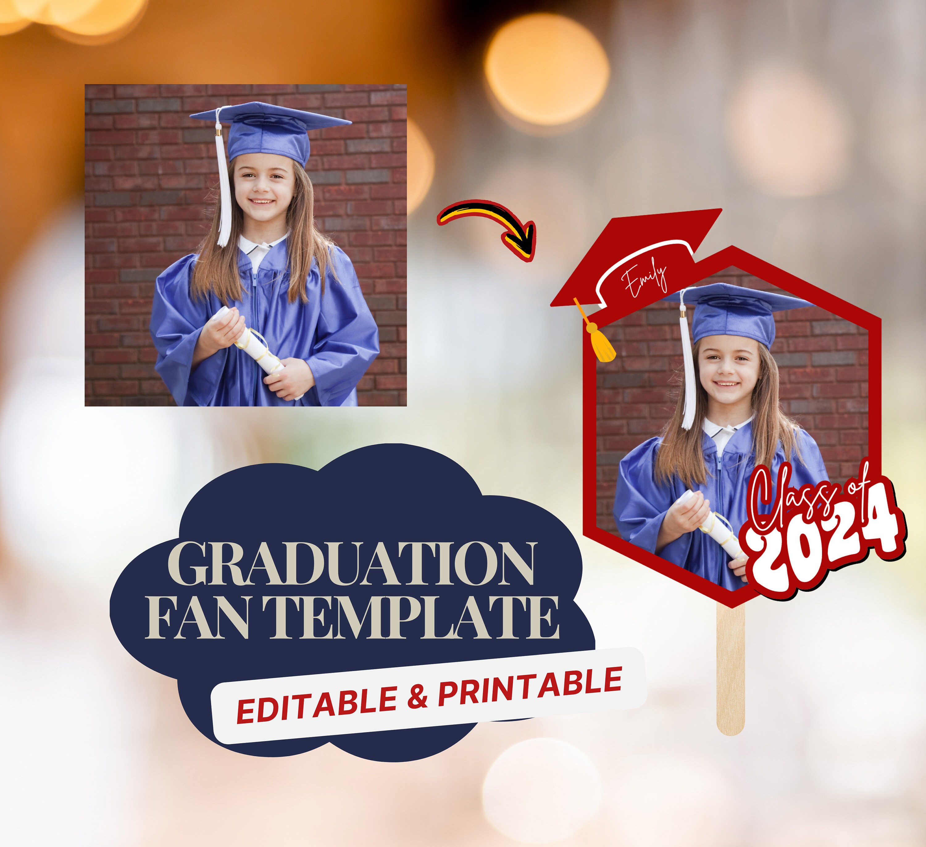 Graduation Fan Template | 2024 Graduate | High School Graduate | Middle ...