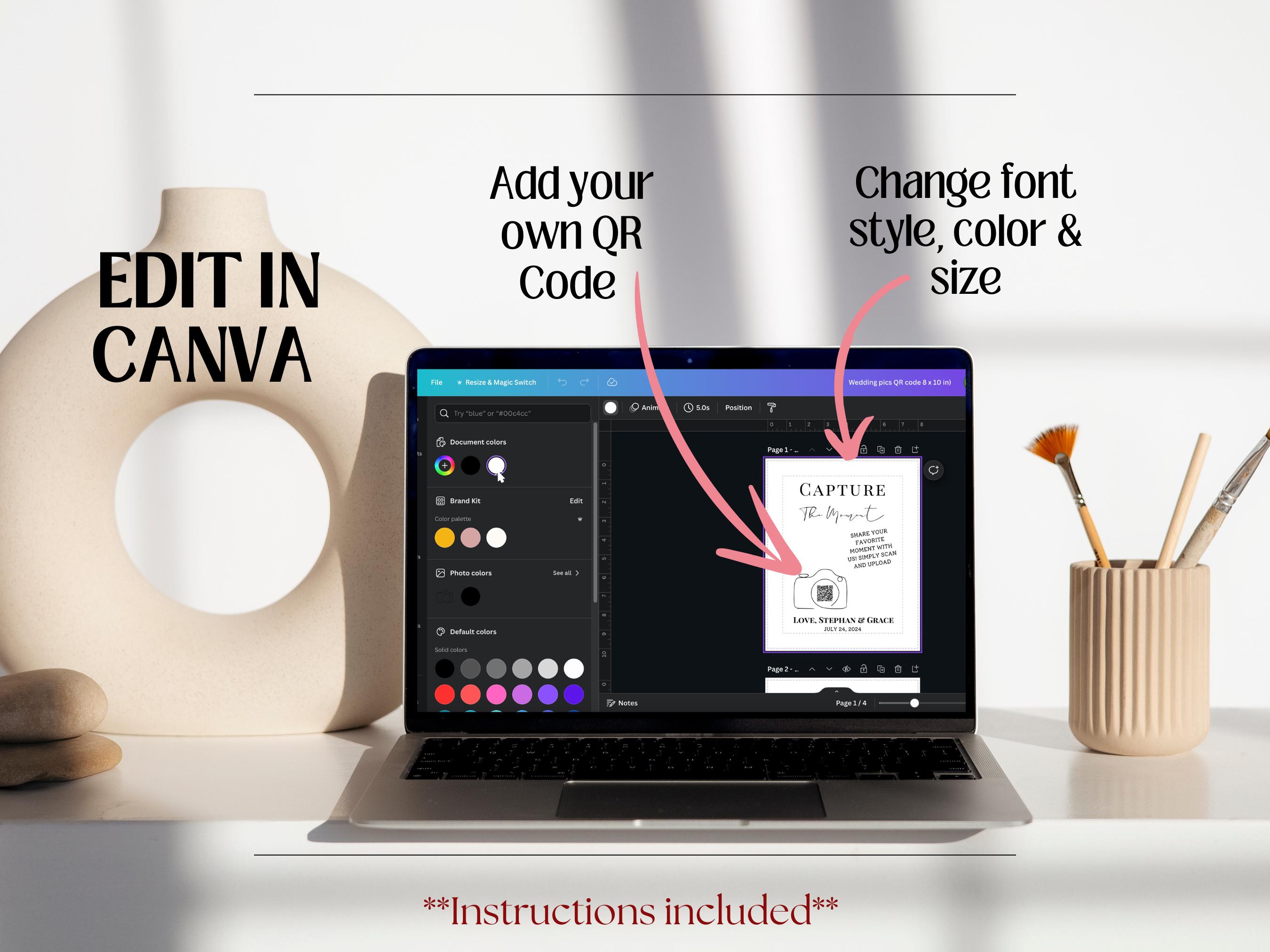 QR Code for Photo Sharing Wedding, Capture the Moment Qr Code Sign ...