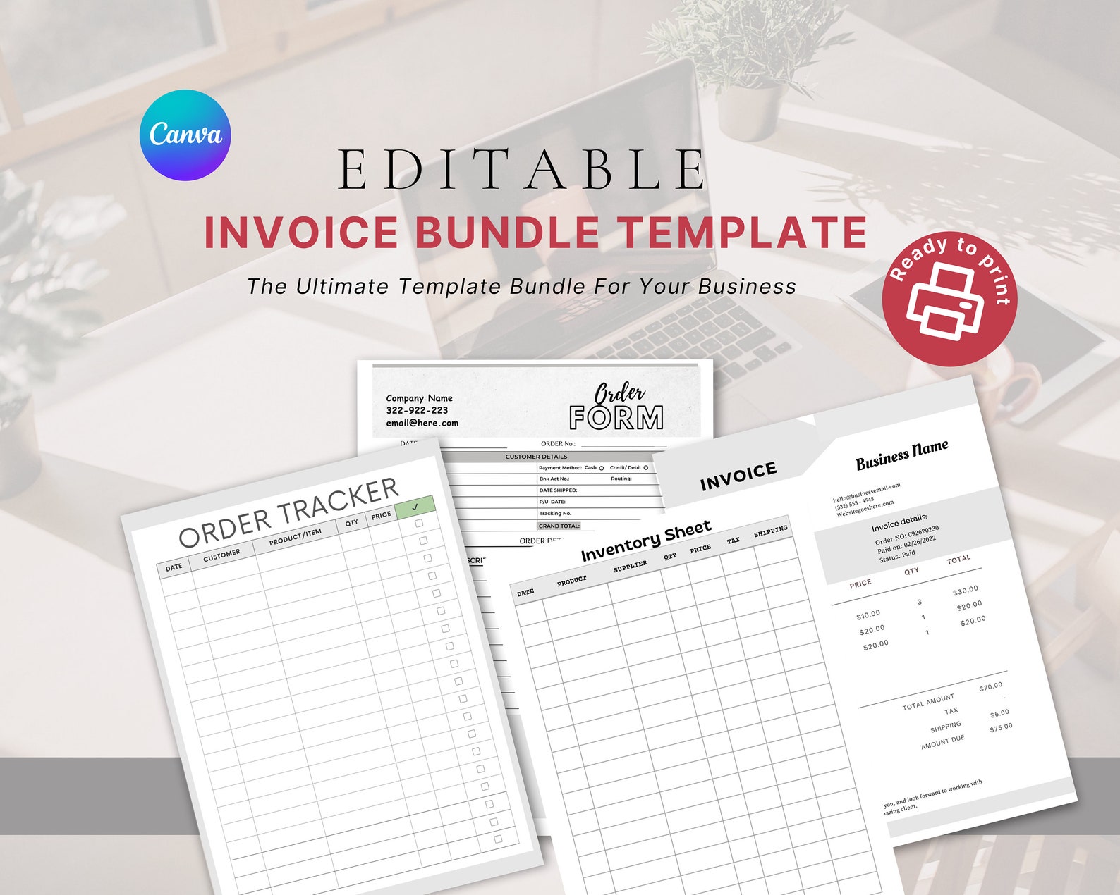 Streamlined Business Invoice Template With Order Tracker - Simplify ...