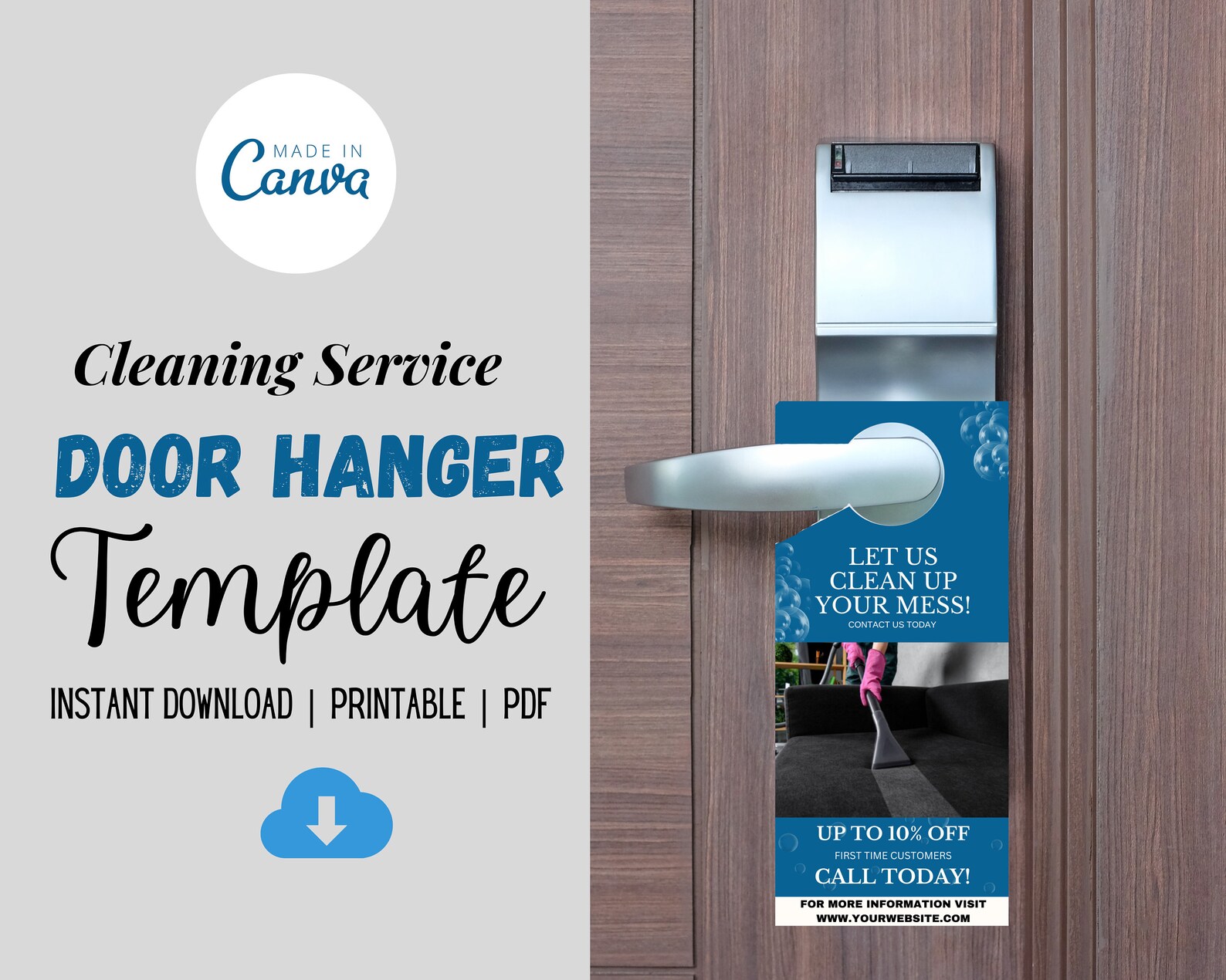 Cleaning Service Door Hanger Template | Contact Info Service Template ...