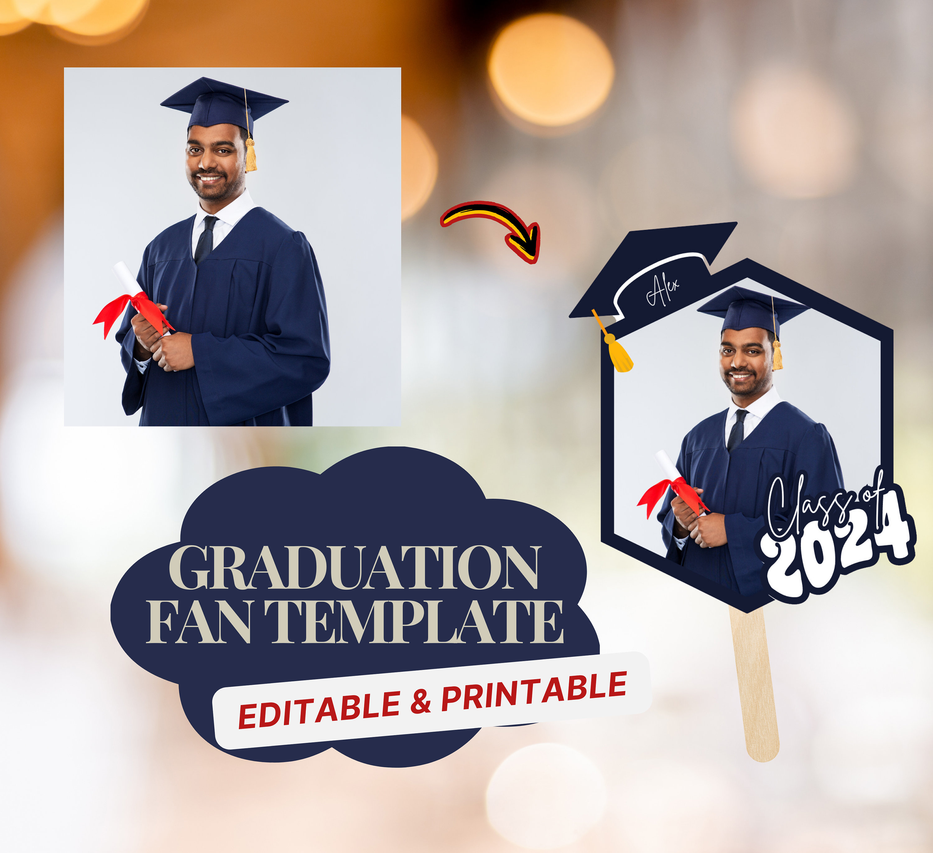 Graduation Fan Template | 2024 Graduate | High School Graduate | Middle ...
