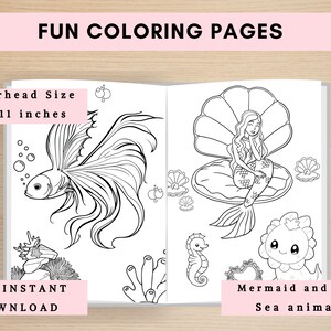Mermaid Sea Life Coloring Book Pages for Girls - Kids Coloring Pages ...