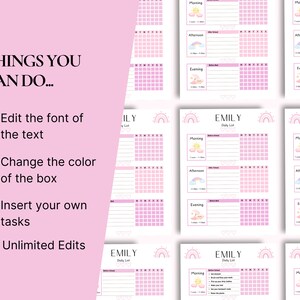 Daily Checklist | Printable | Kids Checklist | Pink Chore Chart | Daily ...