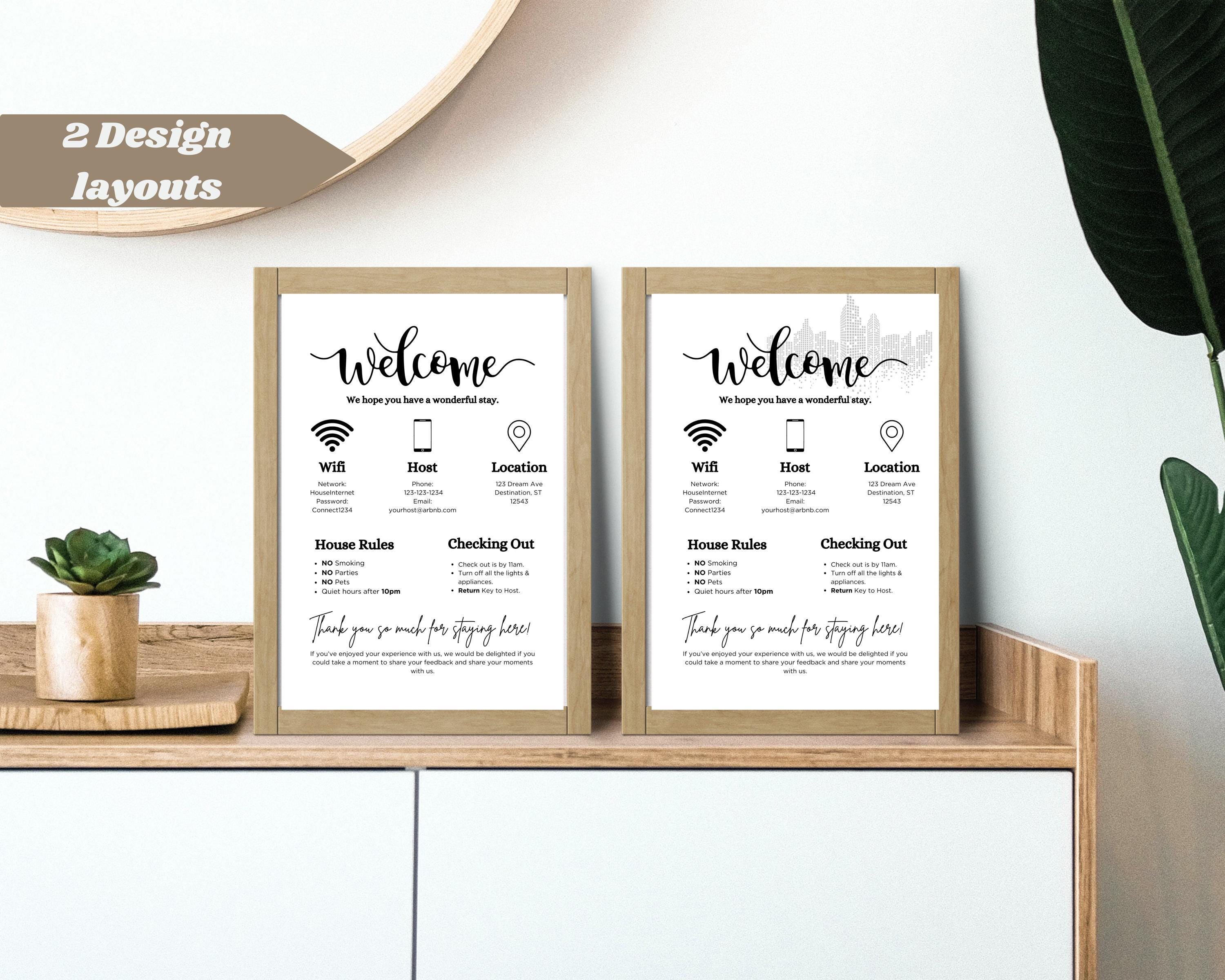 Welcome Sign for Airbnb Hosts, Wi-fi Sign Set, Printable Template for ...