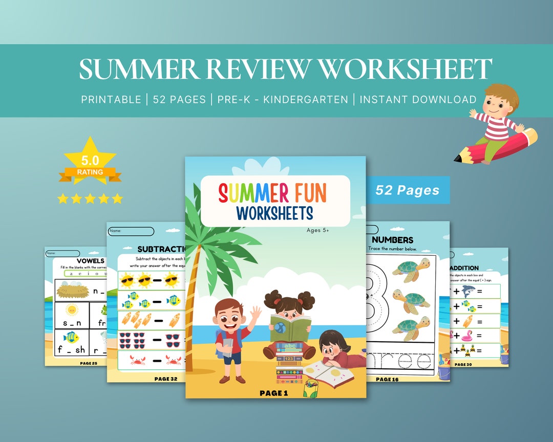 Kindergarten + Preschool: Summer Review | Worksheets | Printable ...