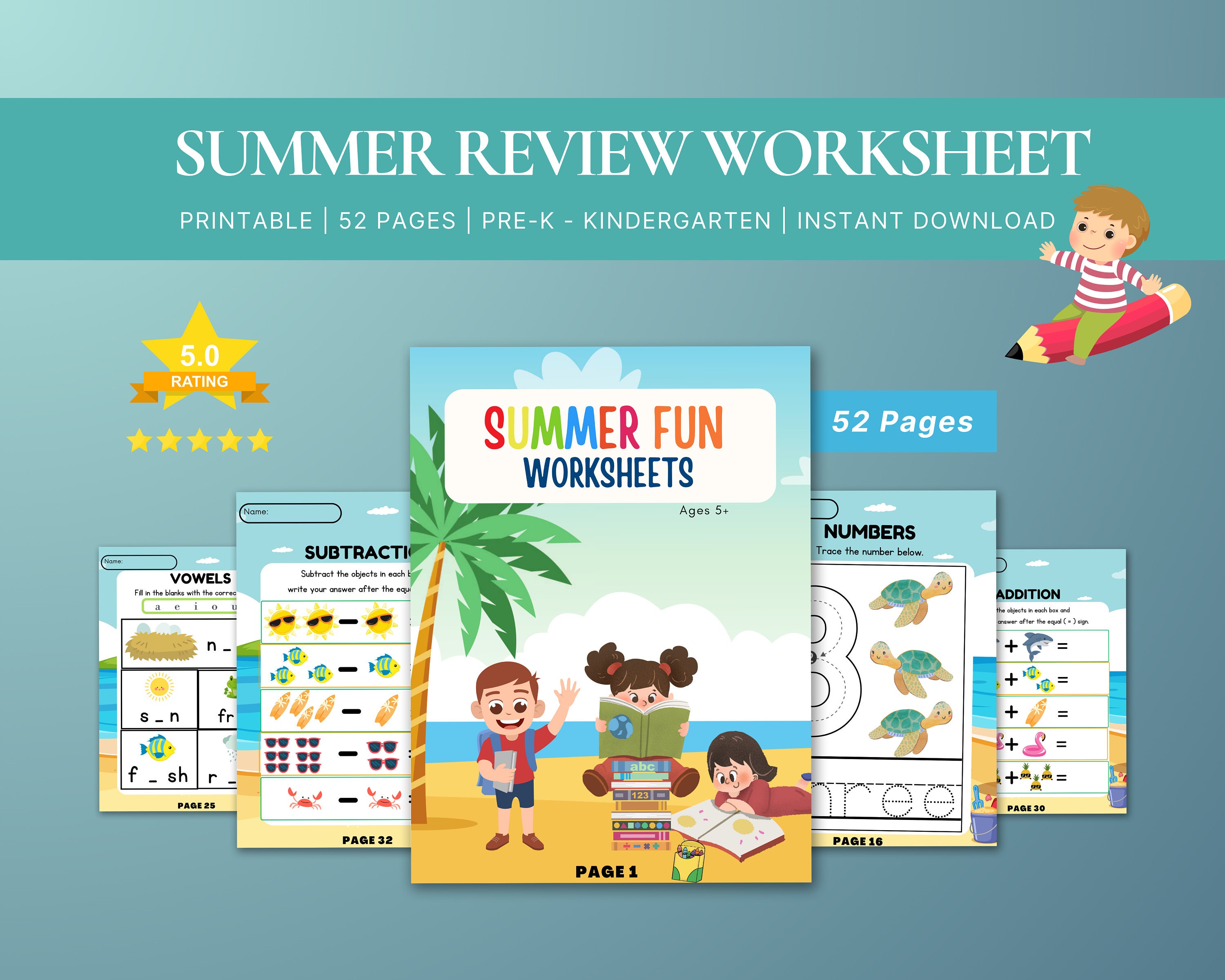 Kindergarten + Preschool: Summer Review | Worksheets | Printable ...