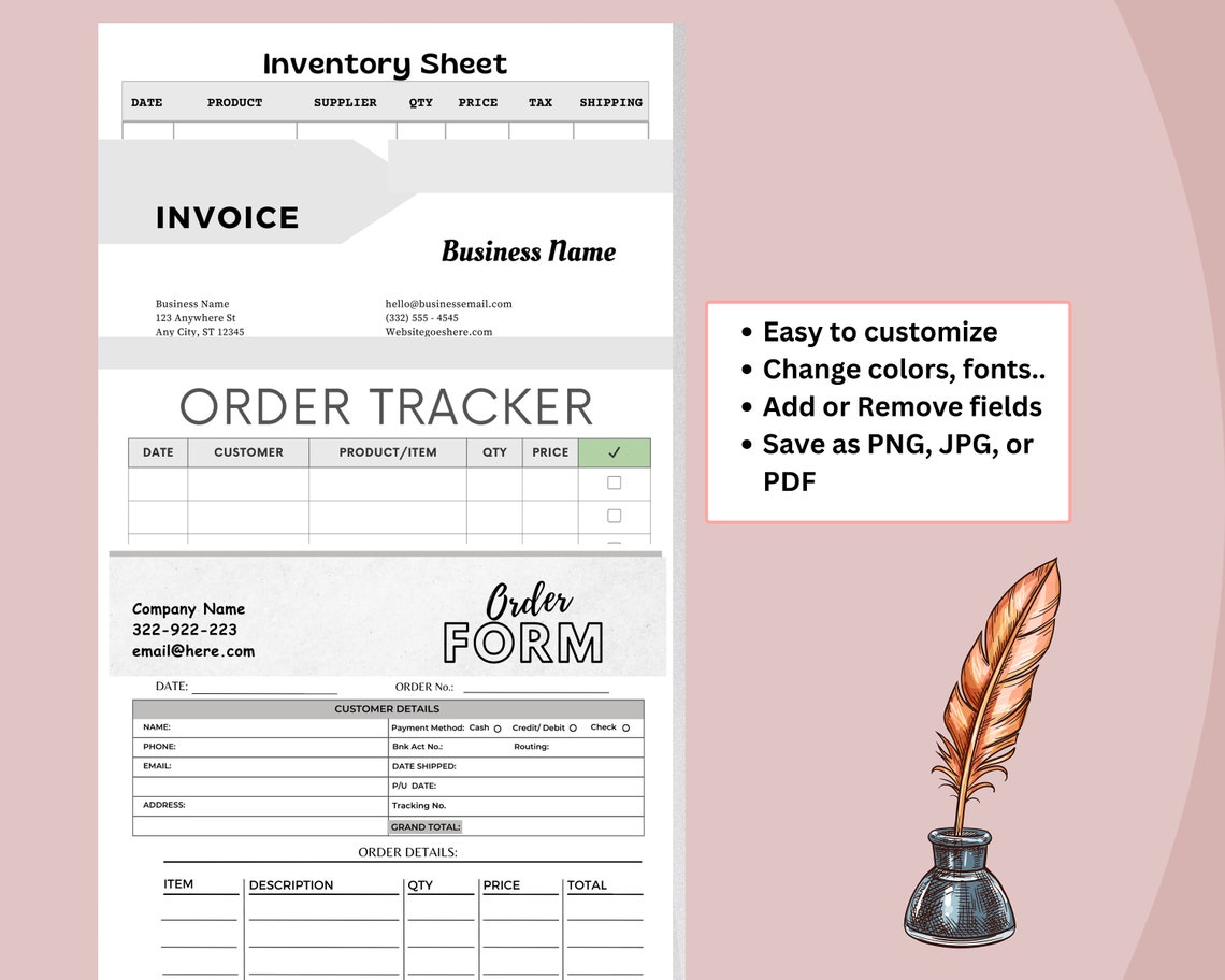 Streamlined Business Invoice Template With Order Tracker Simplify Your ...