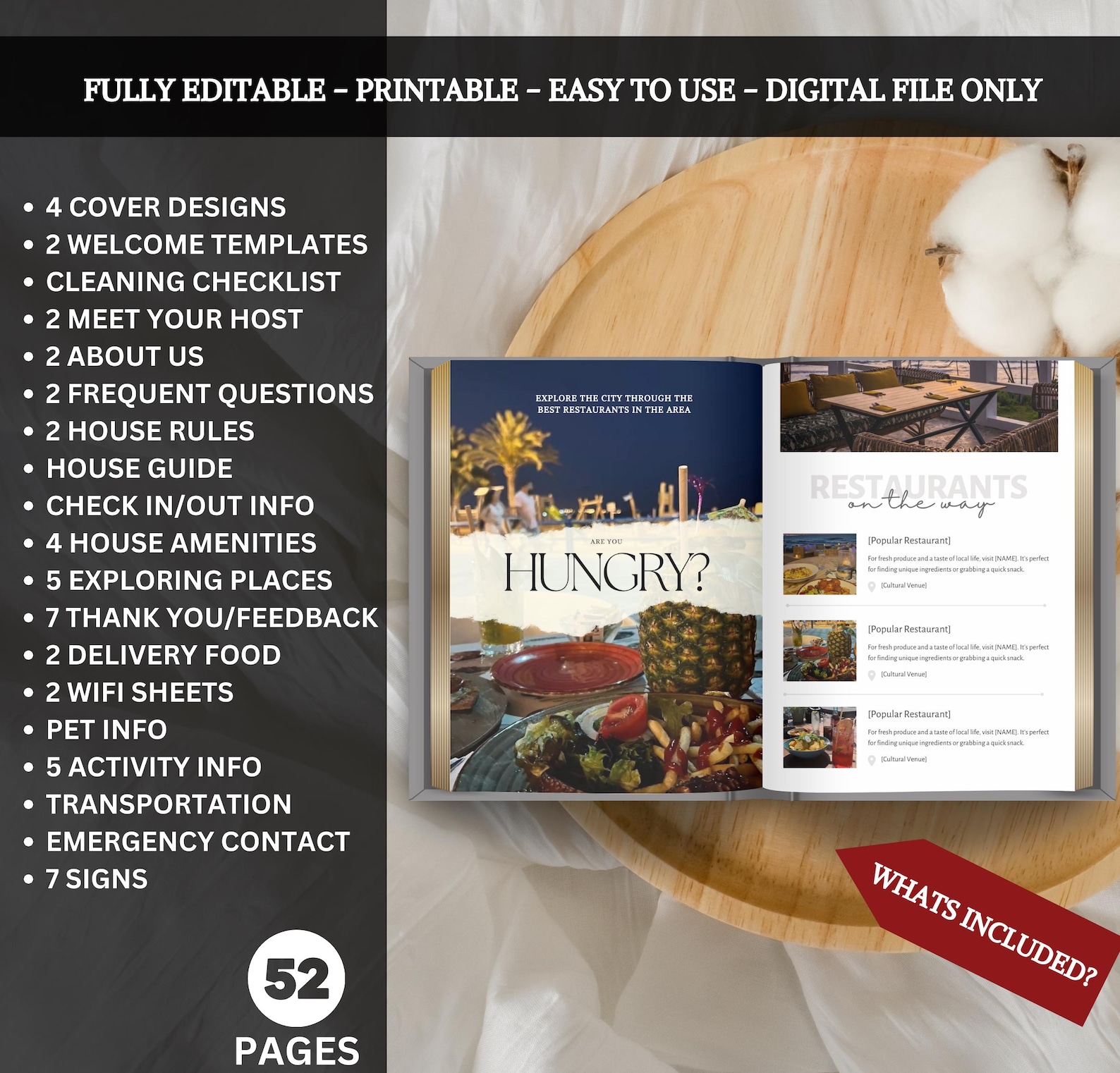 Airbnb Welcome Book Guide Template, 52-page Editable Guest Information ...
