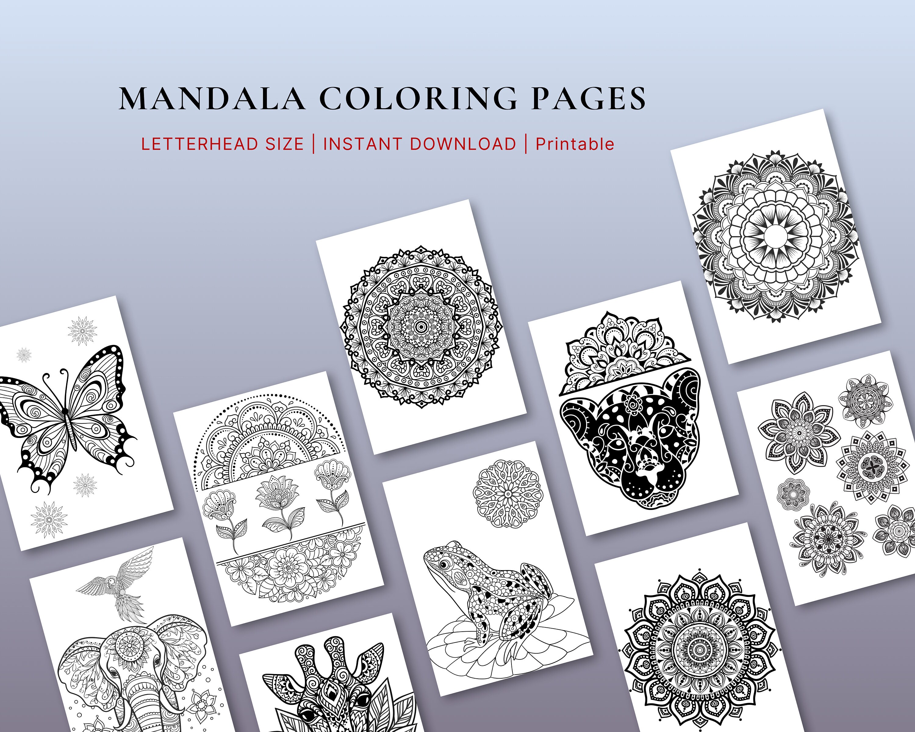 Mandala Coloring Page | Flowers | Animals | Any Ages | Instant Download ...