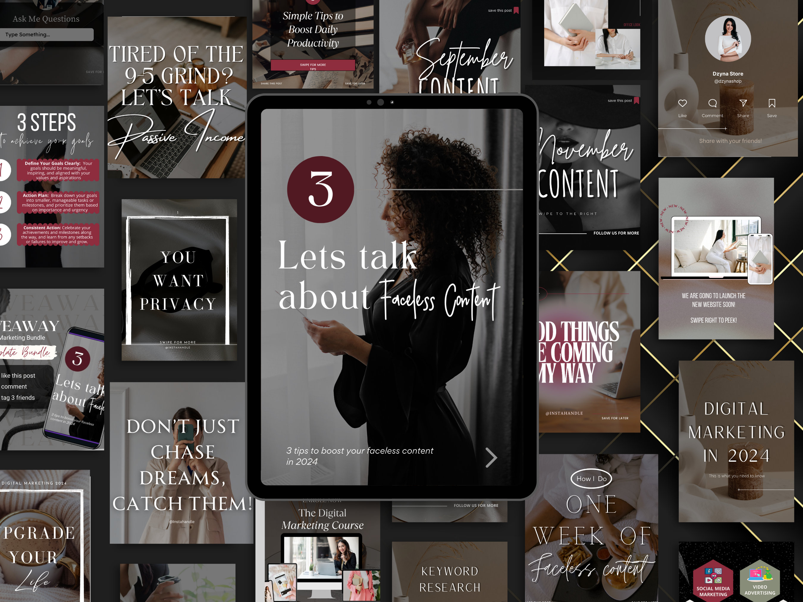 Faceless Instagram Account Story Template Coaching Digital Marketing ...