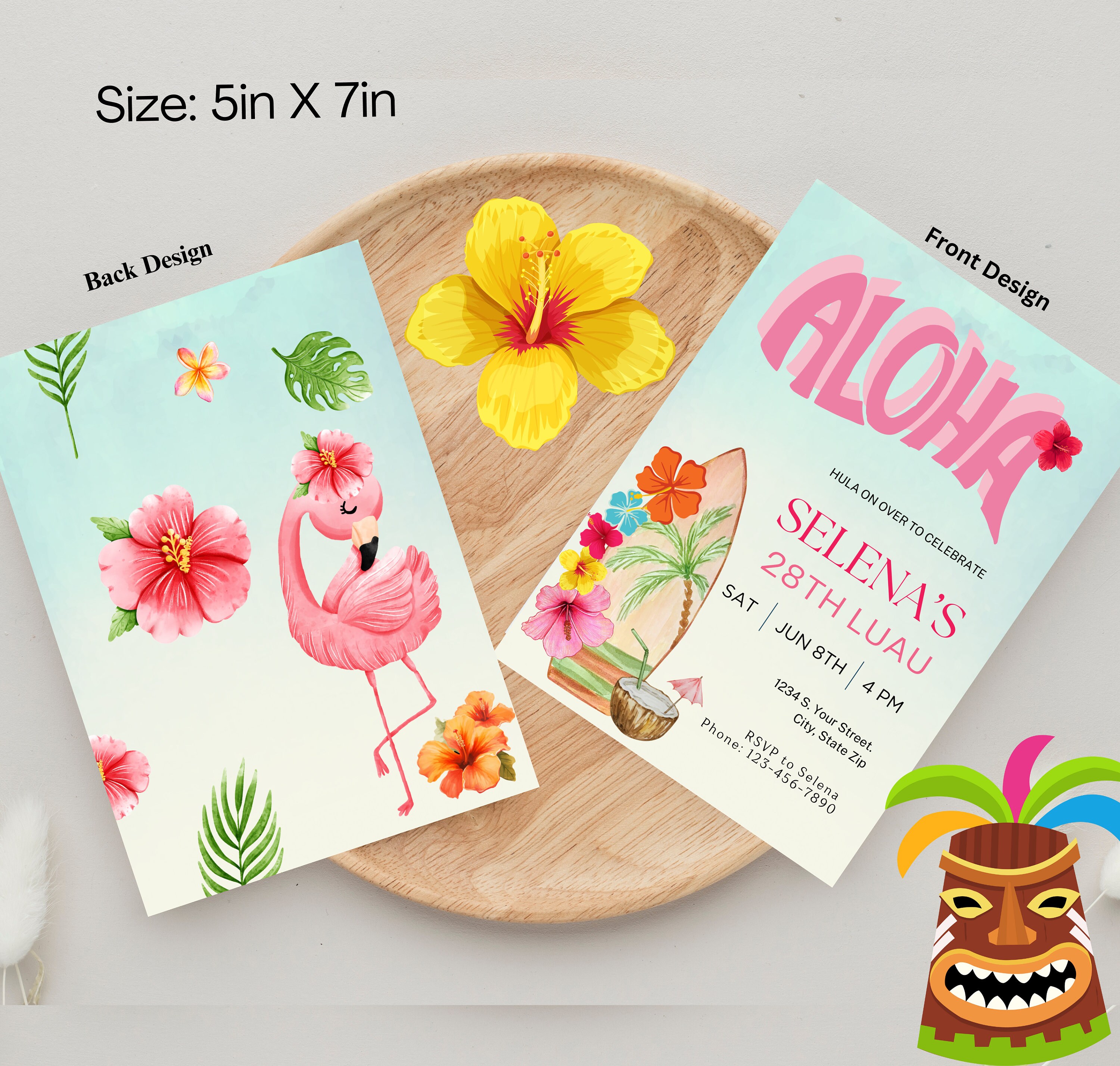 Aloha Birthday Invitation Hawaiian Theme Invitation Template Canva ...