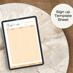 Editable Sign up Sheet Template, Printable Sign up Template, Sign up ...
