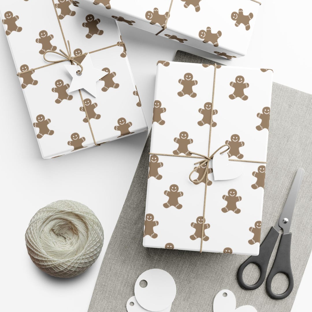 Gingerbread Christmas Wrapping Paper, Gift Wrapping Paper, Christmas ...