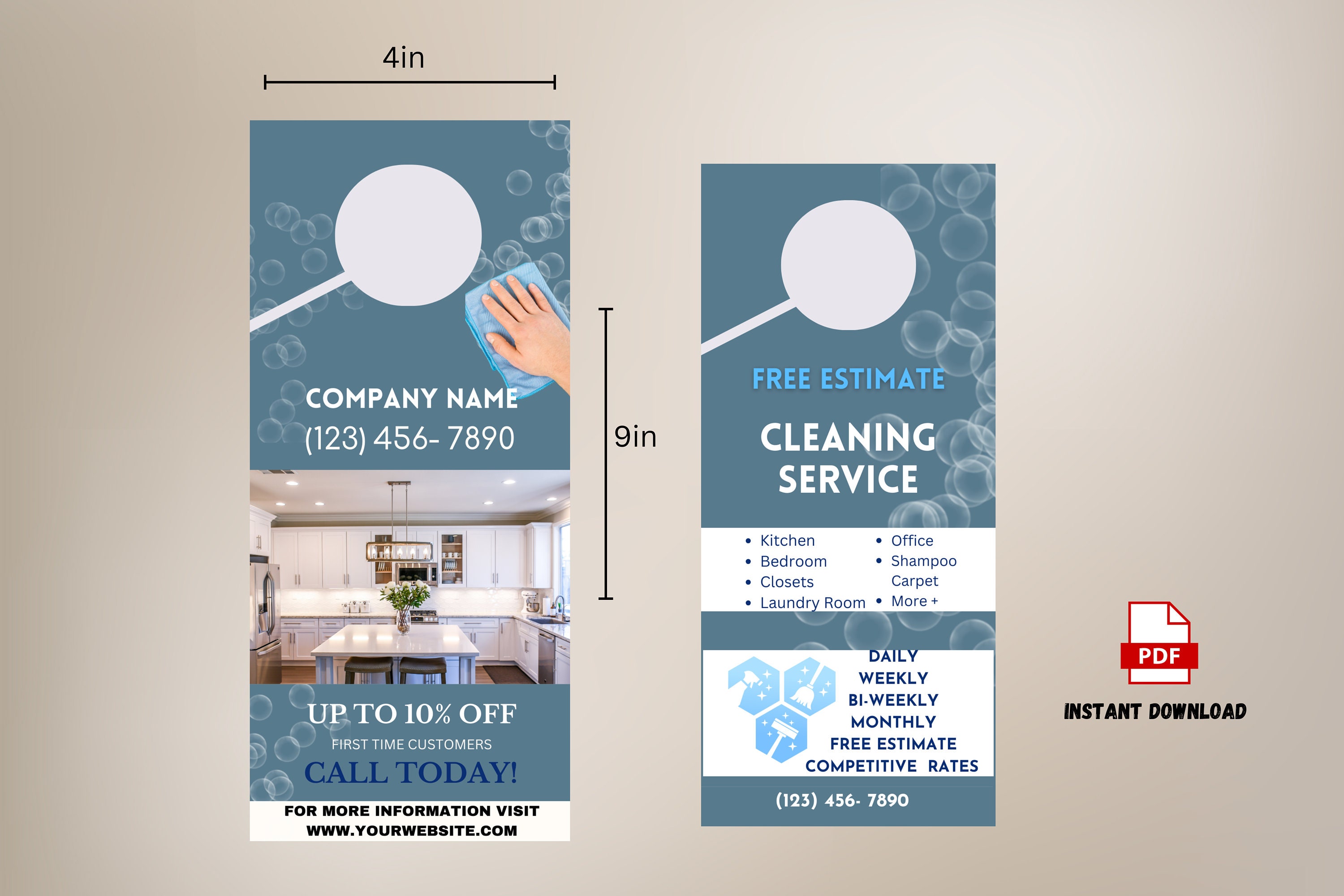 Door Hanger Flyer Template | Cleaning Service Template | Office ...
