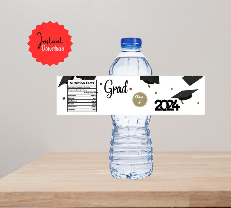 Graduation Water Bottle Label | Class of 2024 | Graduate Favors ...