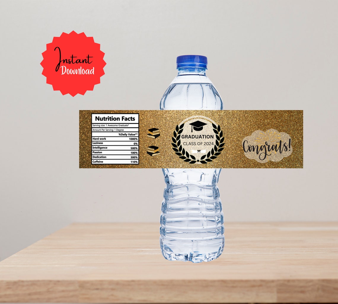 Graduation Water Bottle Label | Class of 2024 | Graduate Favors ...