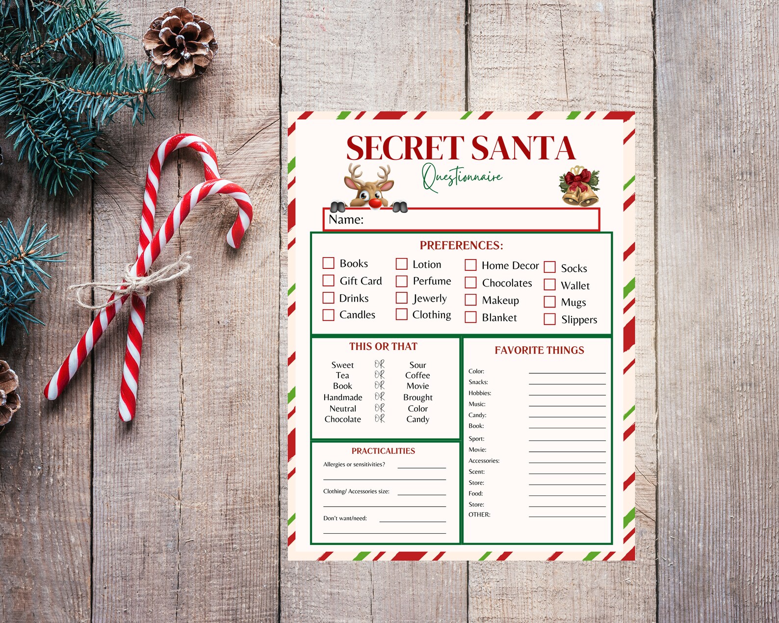 Secret Santa Questionnaire | Gift Exchange Questionnaire | Secret Santa ...