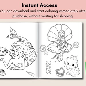 Mermaid Sea Life Coloring Book Pages for Girls - Kids Coloring Pages ...