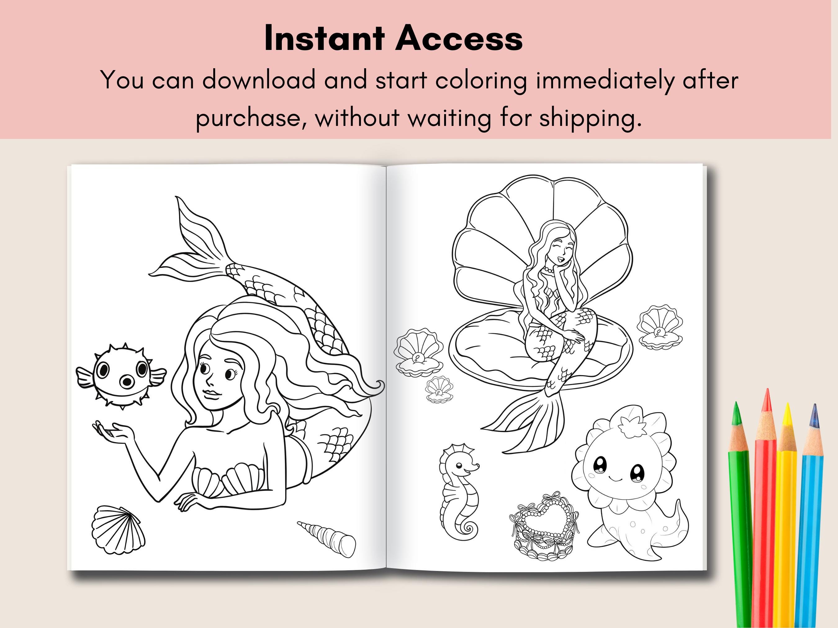Mermaid Sea Life Coloring Book Pages for Girls - Kids Coloring Pages ...