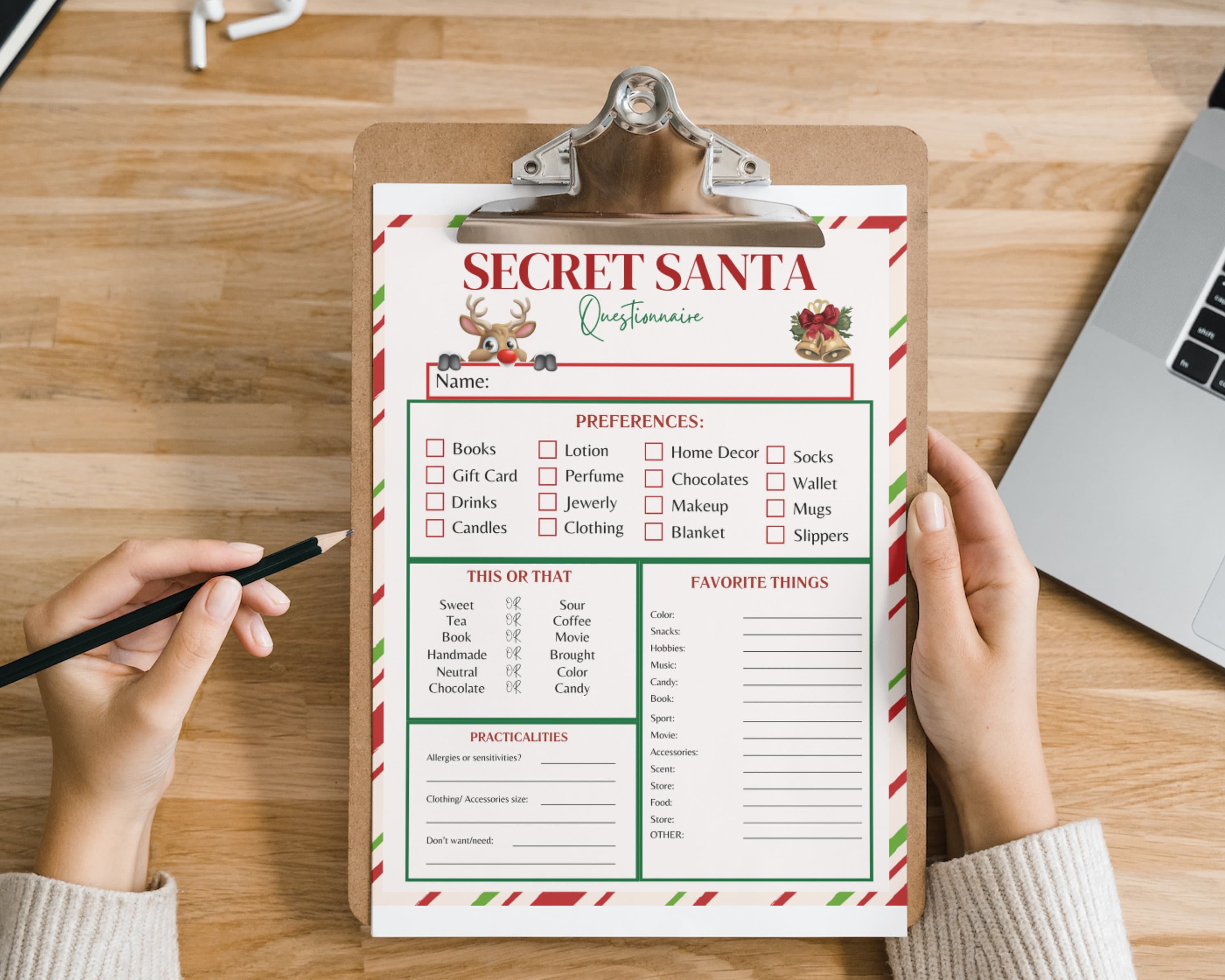 Secret Santa Questionnaire | Gift Exchange Questionnaire | Secret Santa ...