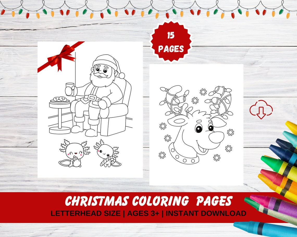 Printable Christmas Coloring Pages: 15 Instant Download and Print - Etsy