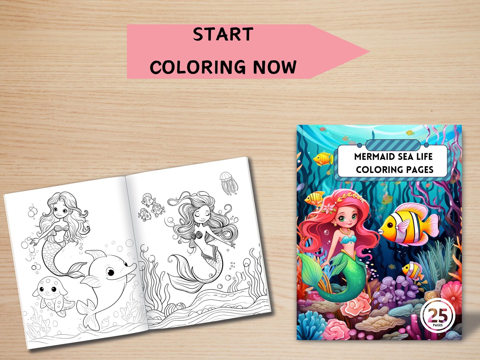 Mermaid Sea Life Coloring Book Pages for Girls - Kids Coloring Pages ...