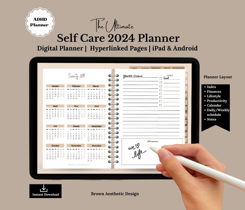 2024 ADHD Planner Self Care | Personalized Self Investment | Goodnotes ...