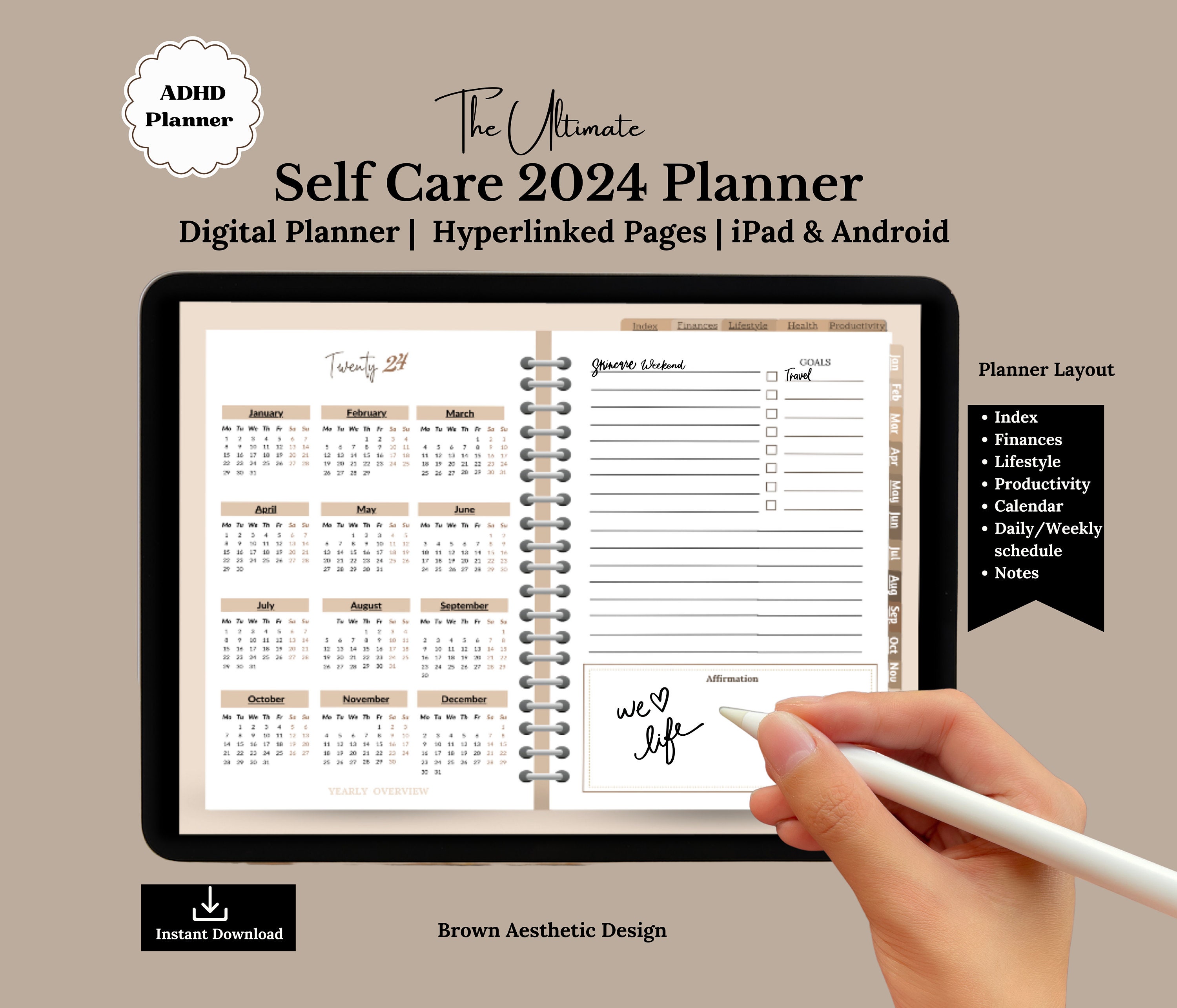 2024 ADHD Planner Self Care | Personalized Self Investment | Goodnotes ...
