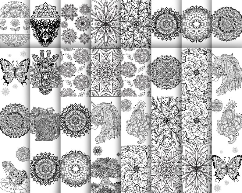 Mandala Coloring Page | Flowers | Animals | Any Ages | Instant Download ...