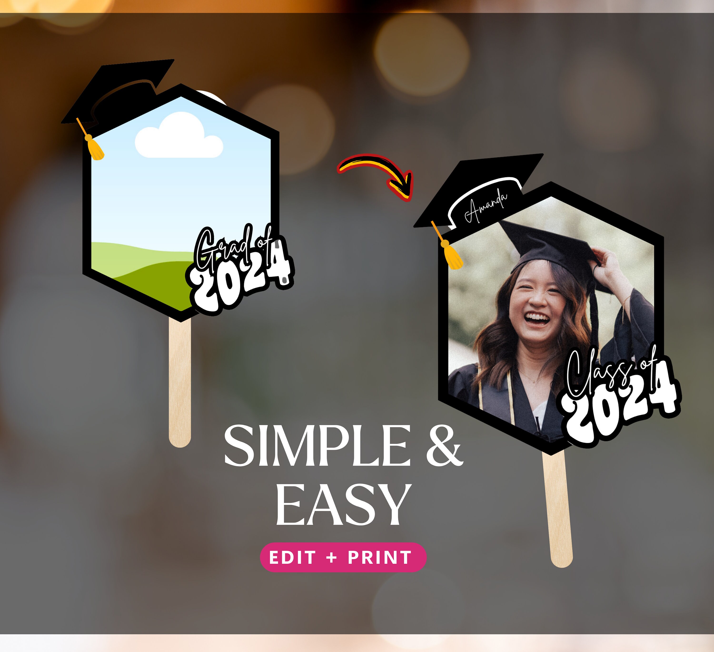 Graduation Fan Template | 2024 Graduate | High School Graduate | Middle ...