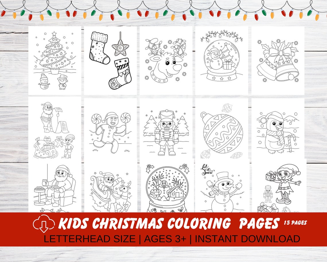 Printable Christmas Coloring Pages: 15 Instant Download and Print - Etsy