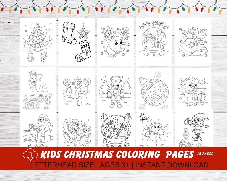 Printable Christmas Coloring Pages: 15 Instant Download and Print - Etsy