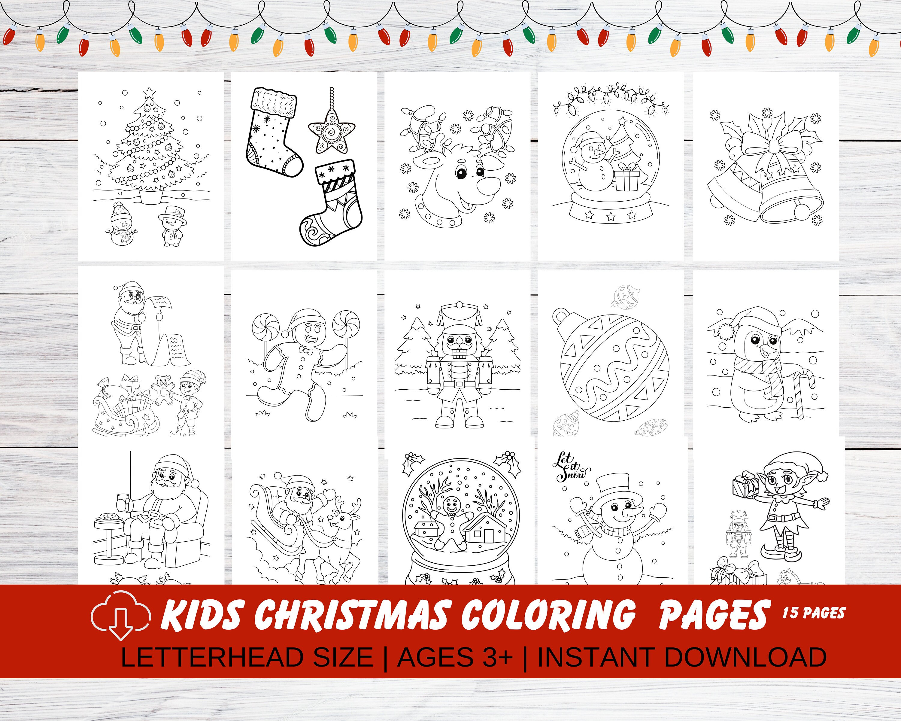 Printable Christmas Coloring Pages: 15 Instant Download and Print - Etsy