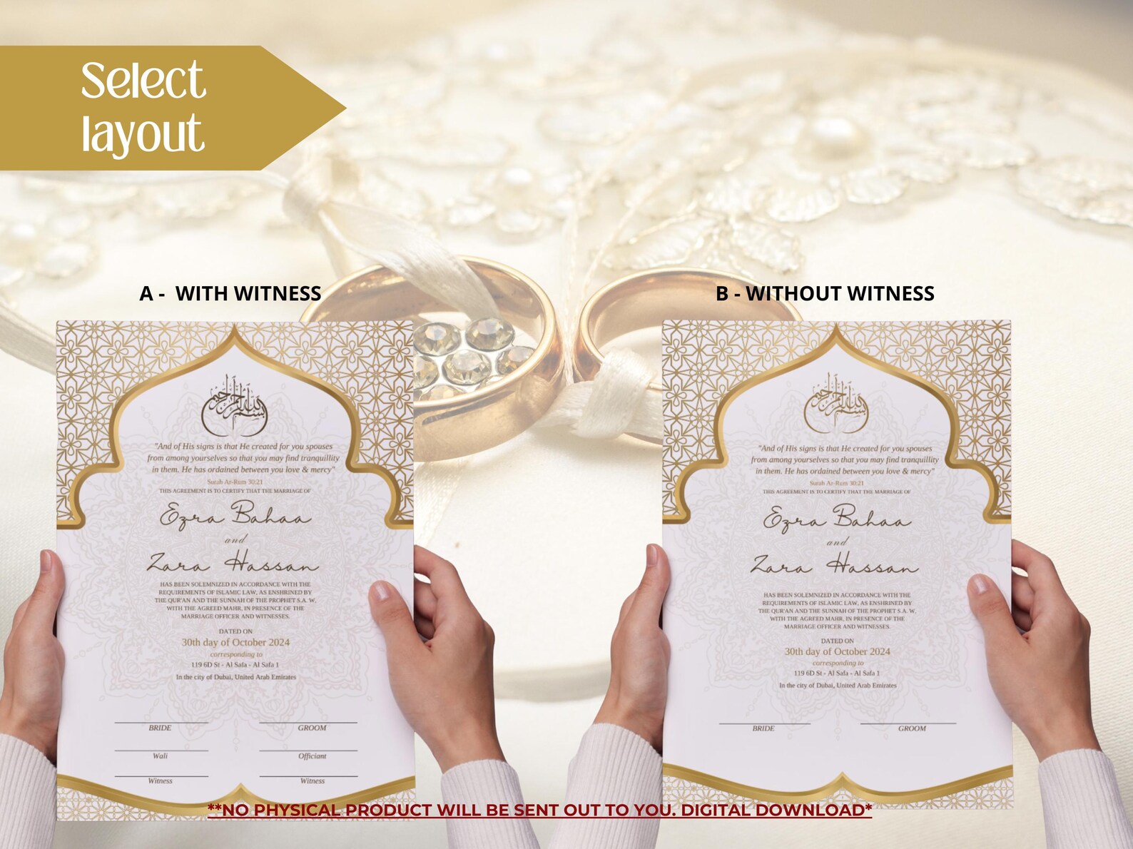 Exquisite Islamic Marriage Contract, Nikkah Certificate, Marriage ...