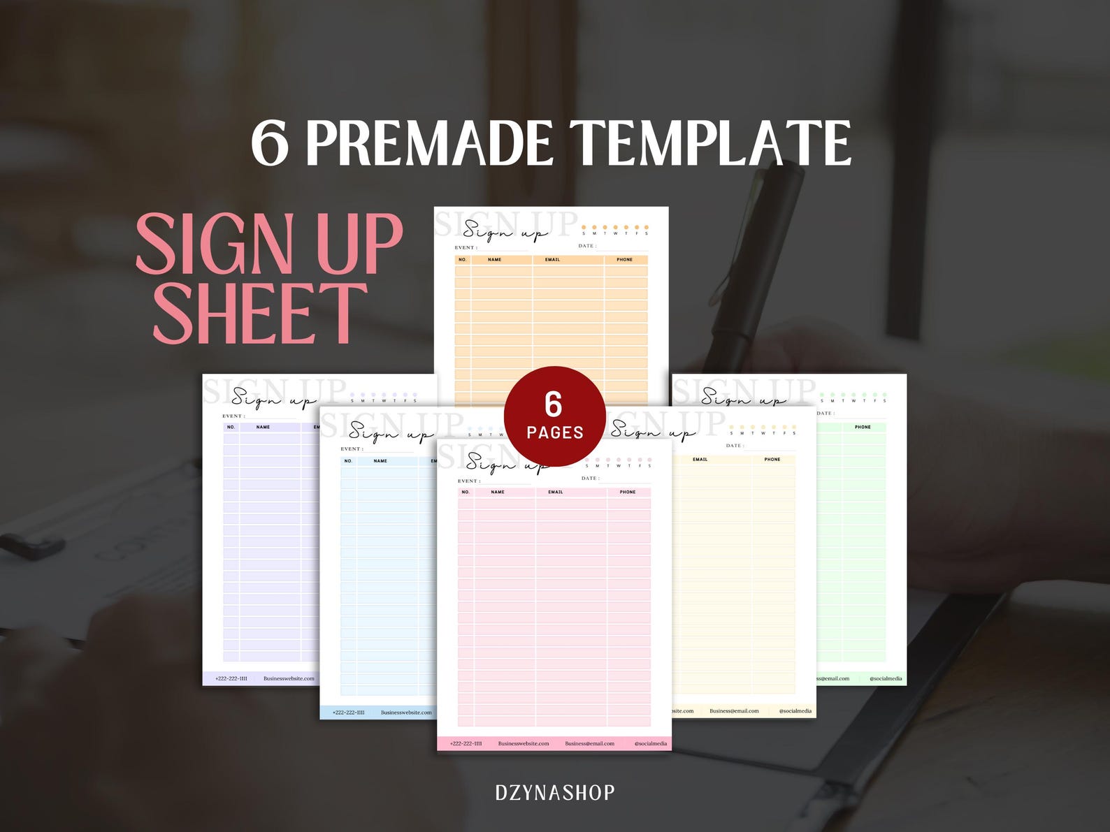 Editable Sign up Sheet Template, Printable Sign up Template, Sign up ...