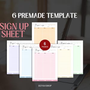 Editable Sign up Sheet Template, Printable Sign up Template, Sign up ...