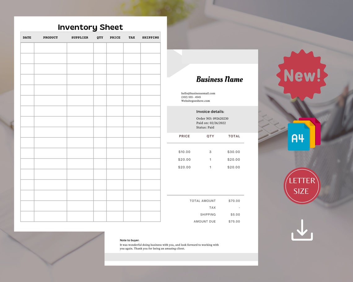 Streamlined Business Invoice Template With Order Tracker - Simplify ...