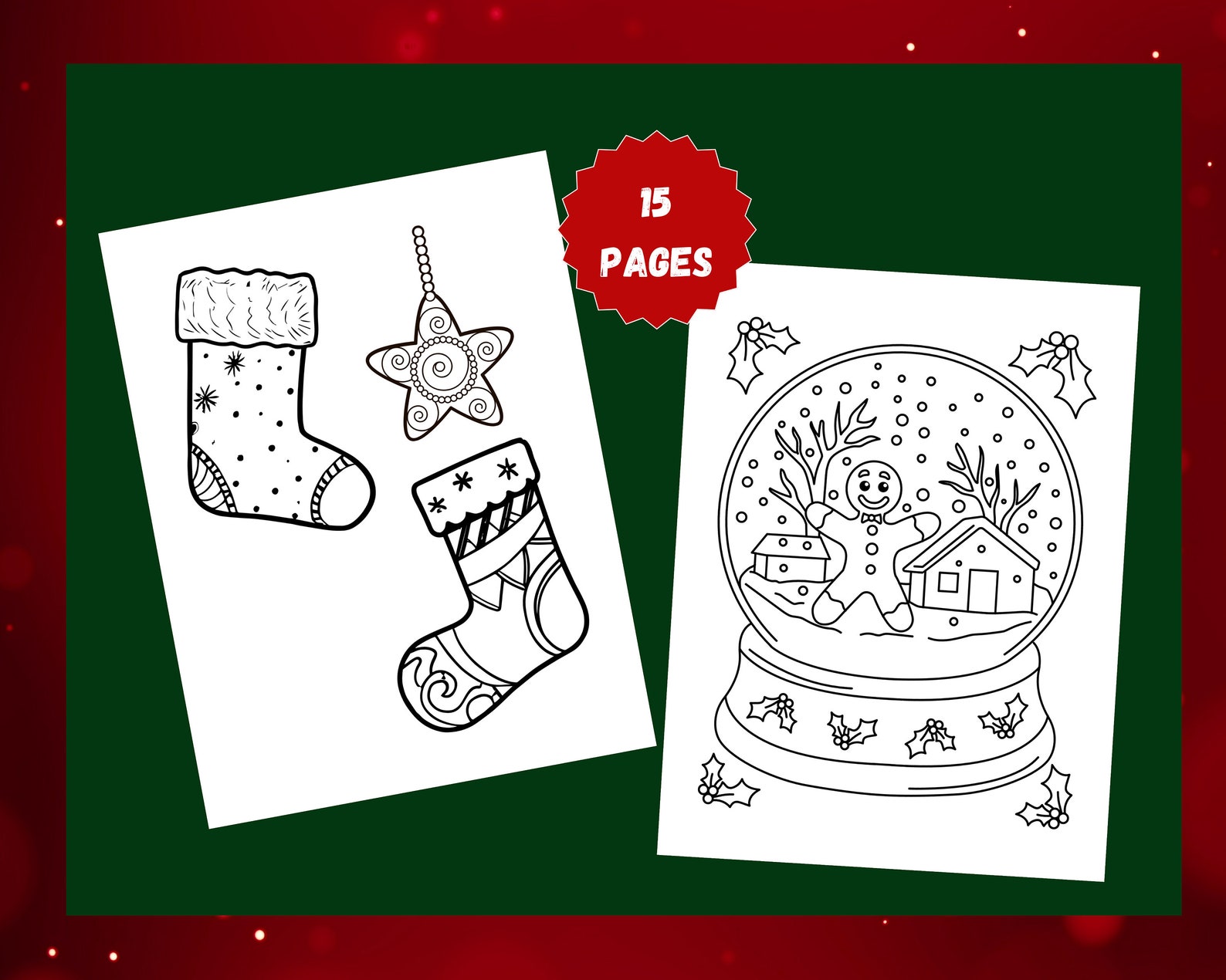 Printable Christmas Coloring Pages: 15 Instant Download and Print - Etsy