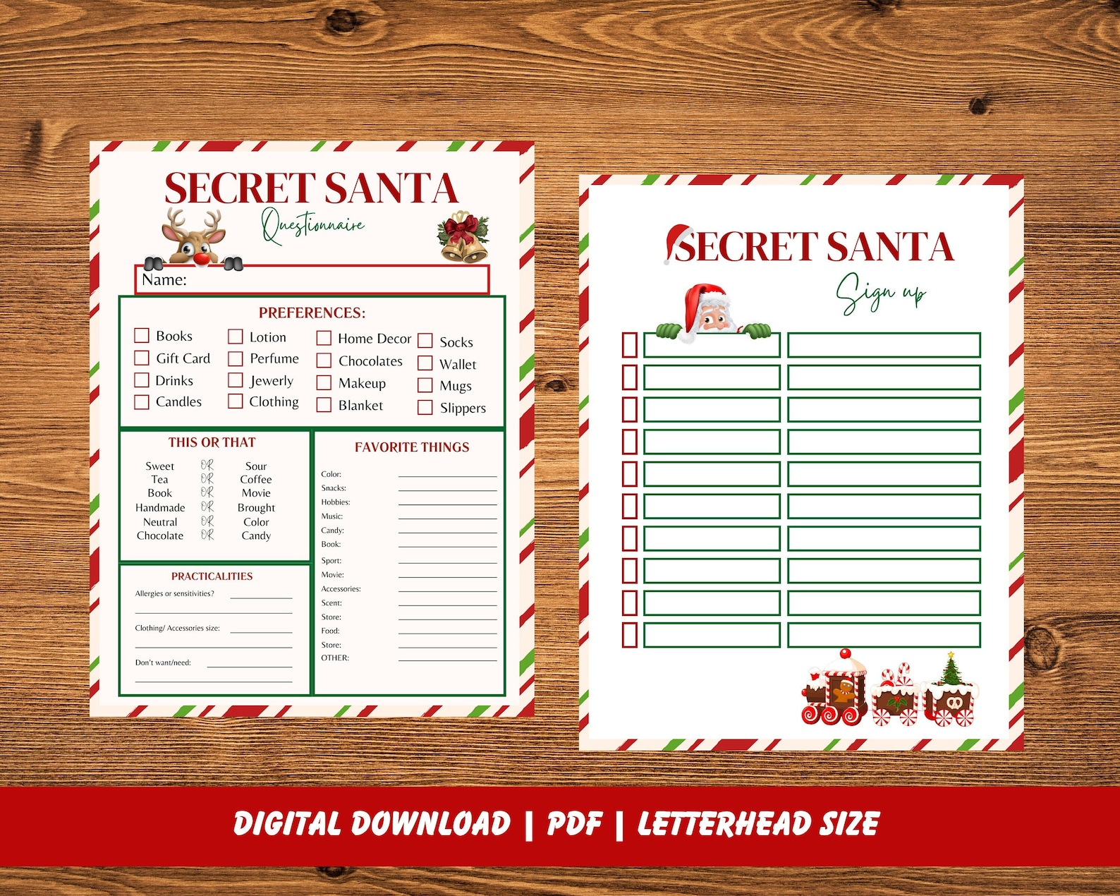 Secret Santa Questionnaire | Gift Exchange Questionnaire | Secret Santa ...