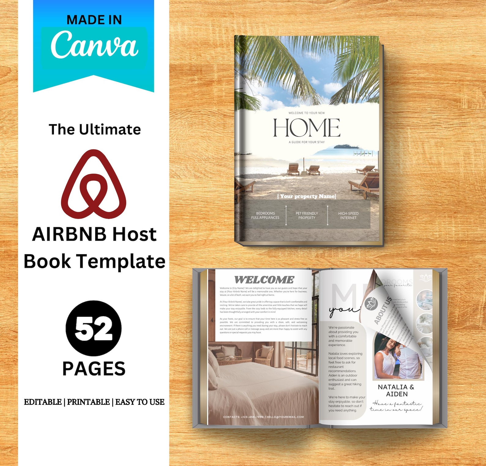 Airbnb Welcome Book Guide Template, 52-page Editable Guest Information ...