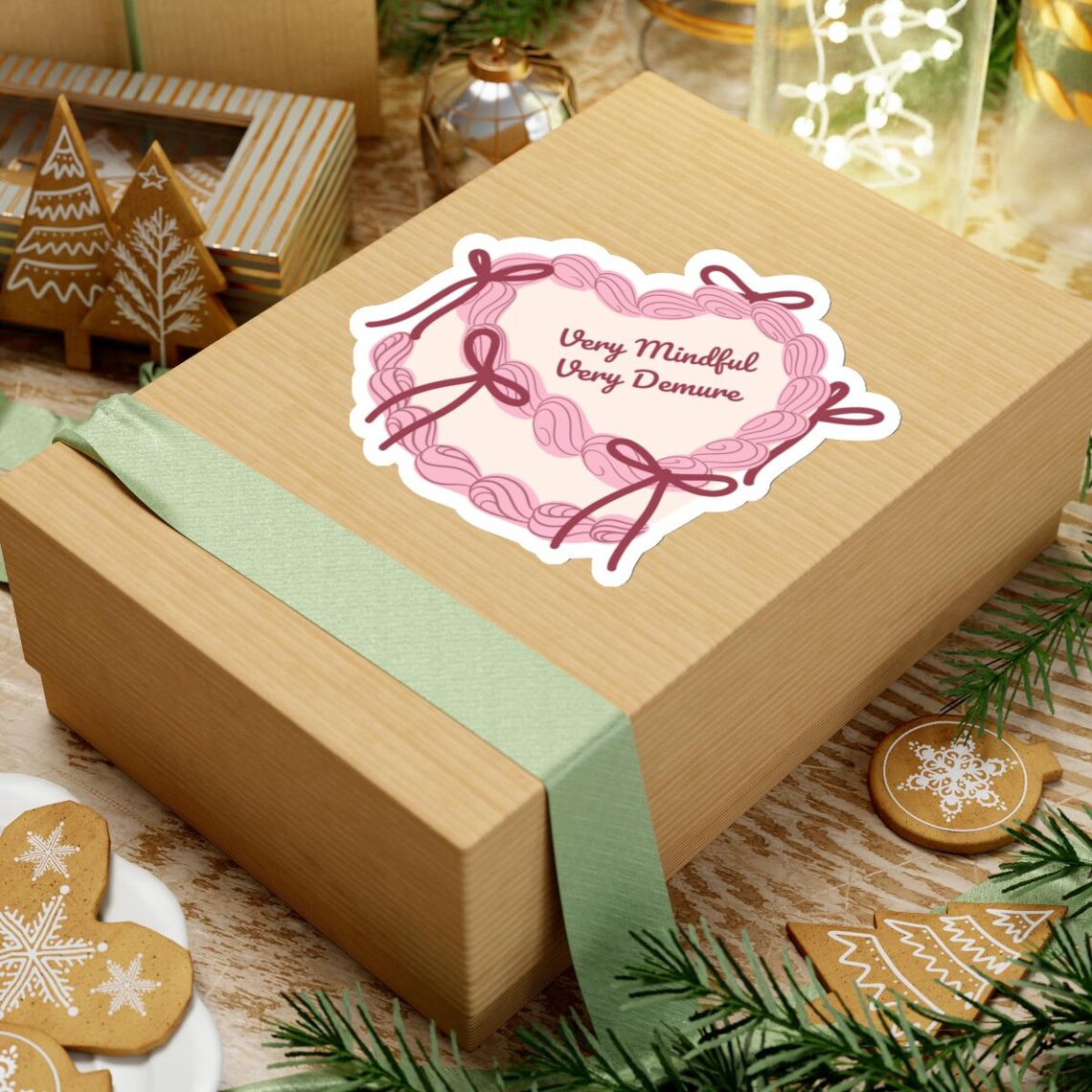 Very Mindful Very Demure Cake Kiss-cut Sticker, Laptop Sticker, Water ...