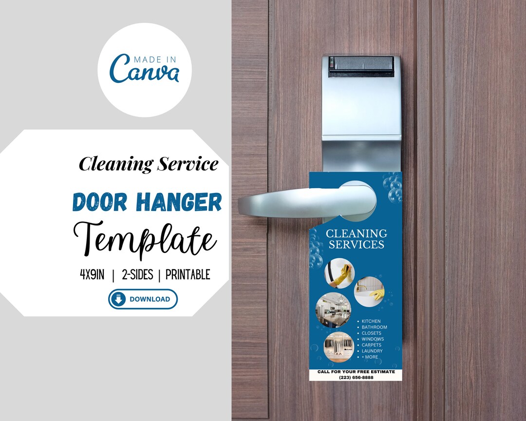 Cleaning Service Door Hanger Template | Contact Info Service Template ...