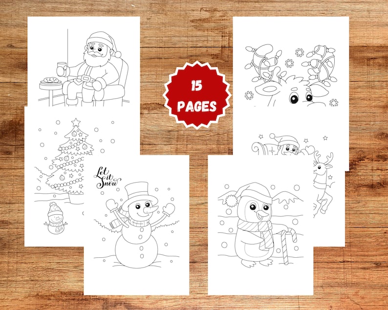 Printable Christmas Coloring Pages: 15 Instant Download and Print - Etsy