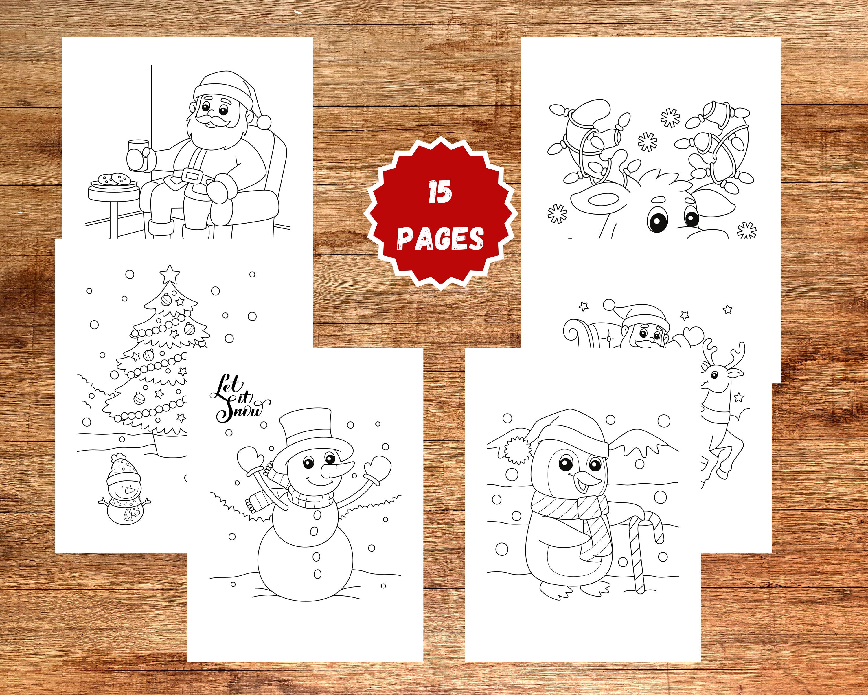 Printable Christmas Coloring Pages: 15 Instant Download and Print - Etsy