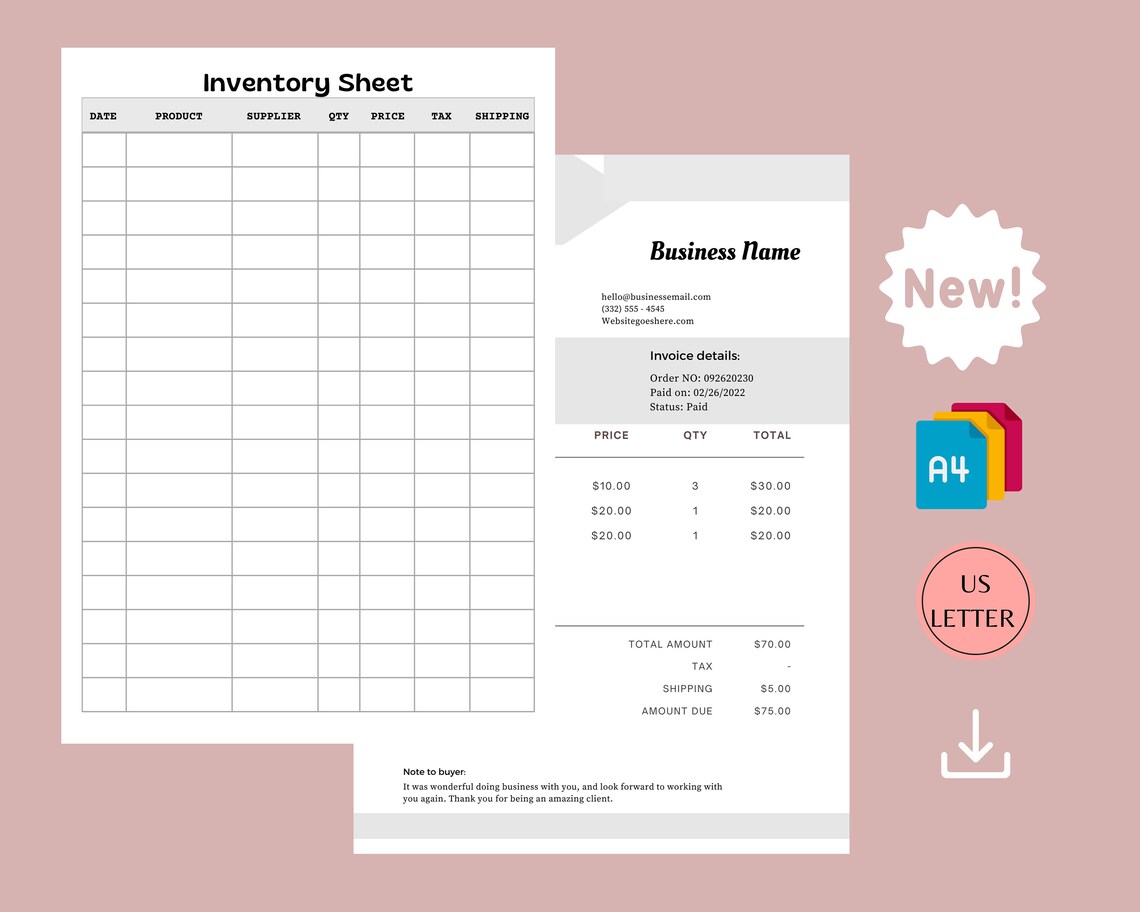 Streamlined Business Invoice Template With Order Tracker Simplify Your ...