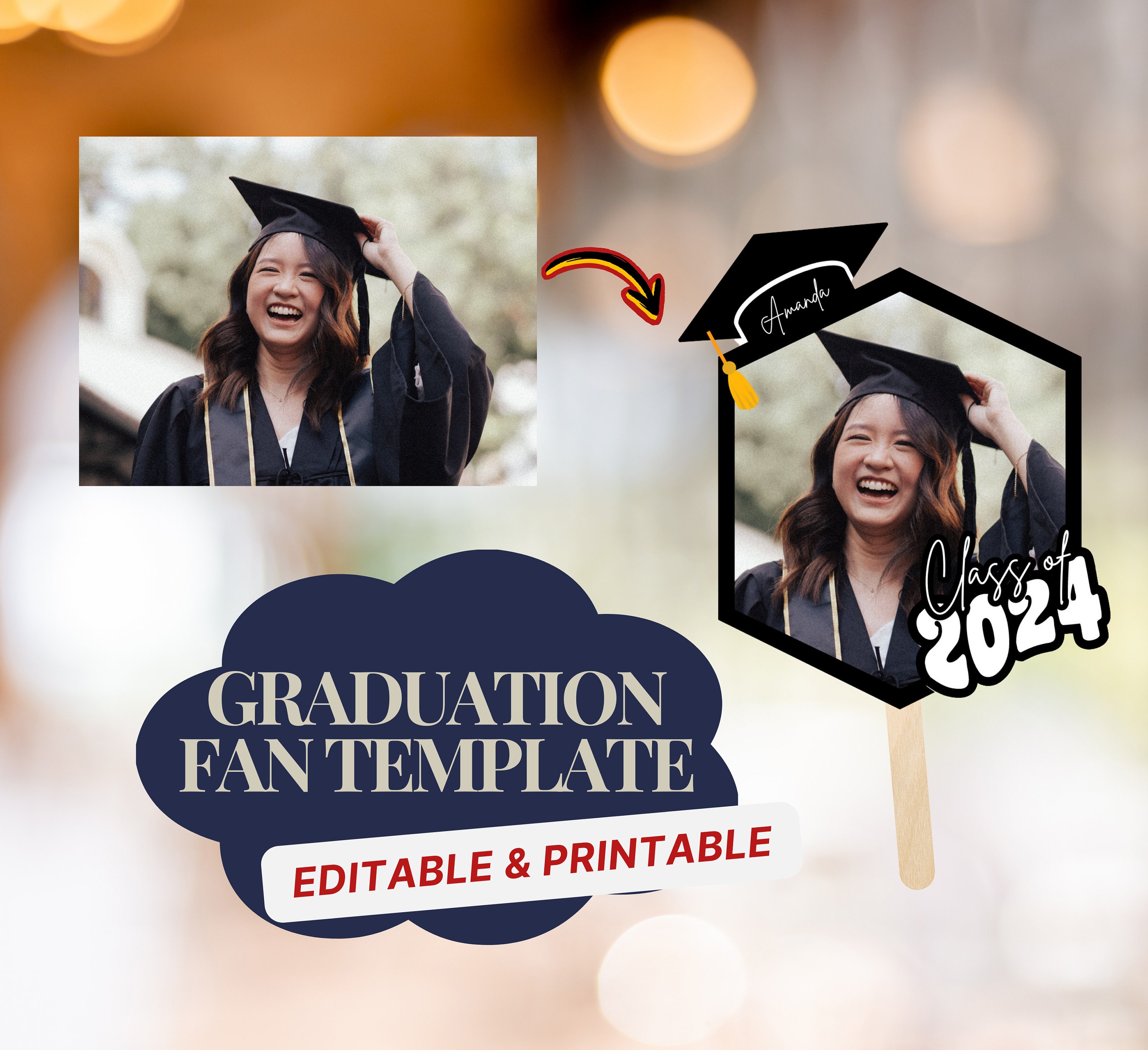 Graduation Fan Template | 2024 Graduate | High School Graduate | Middle ...