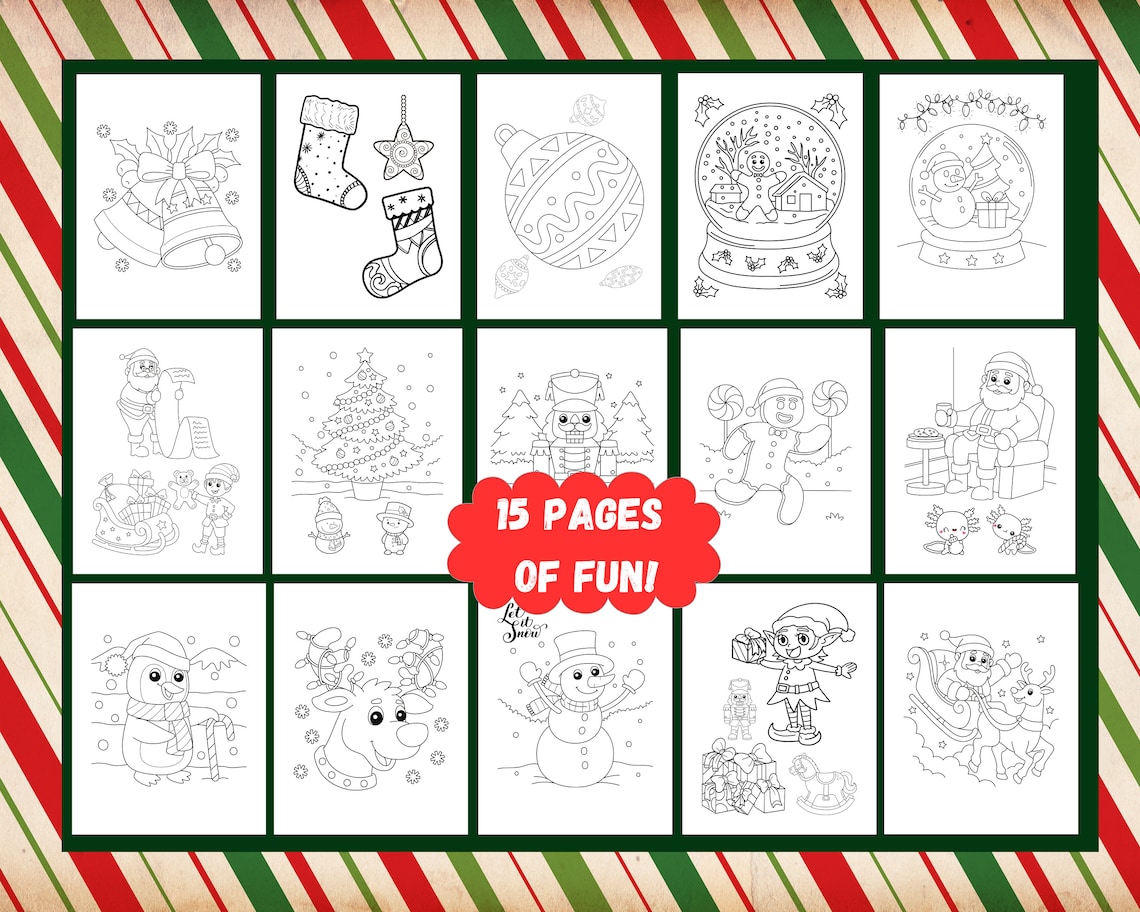 Printable Christmas Coloring Pages: 15 Instant Download and Print - Etsy
