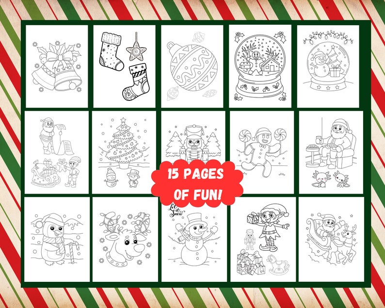 Printable Christmas Coloring Pages: 15 Instant Download and Print - Etsy